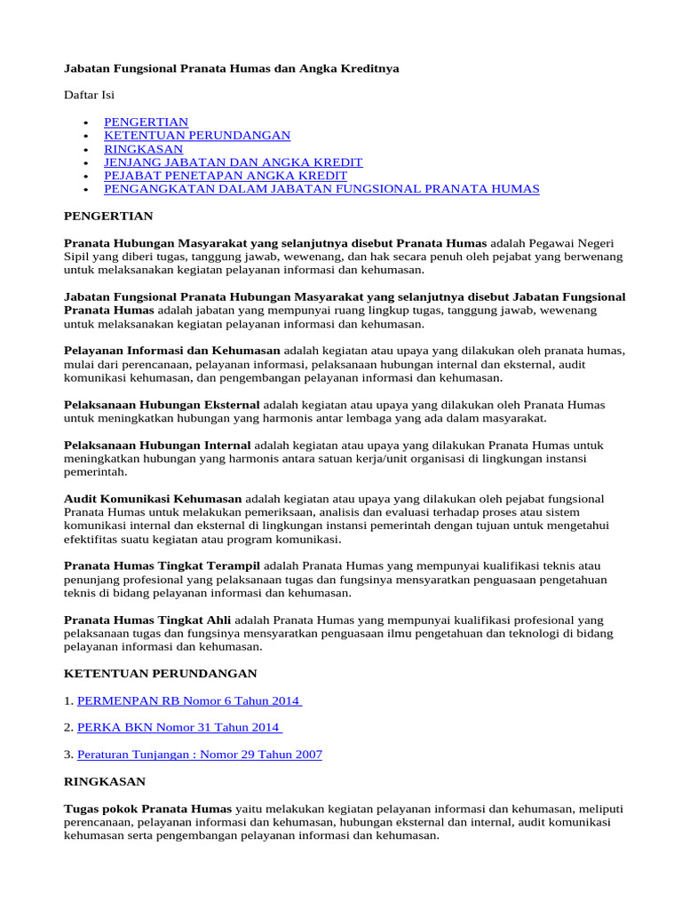 Jabatan Fungsional Pranata Humas | PDF