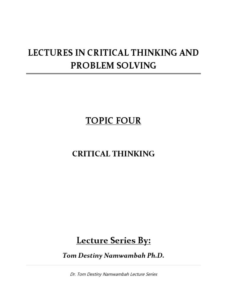Lesson 4 - Critical Thinking | PDF