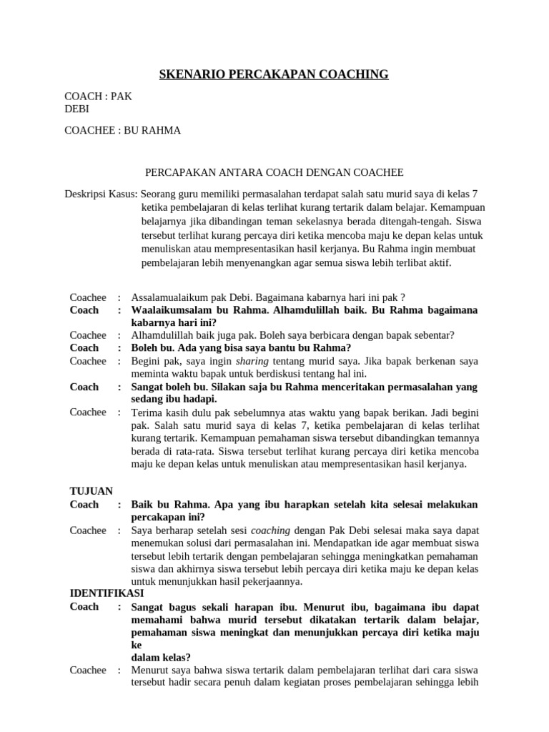 Skenario Percakapan Coaching - Rahma | PDF