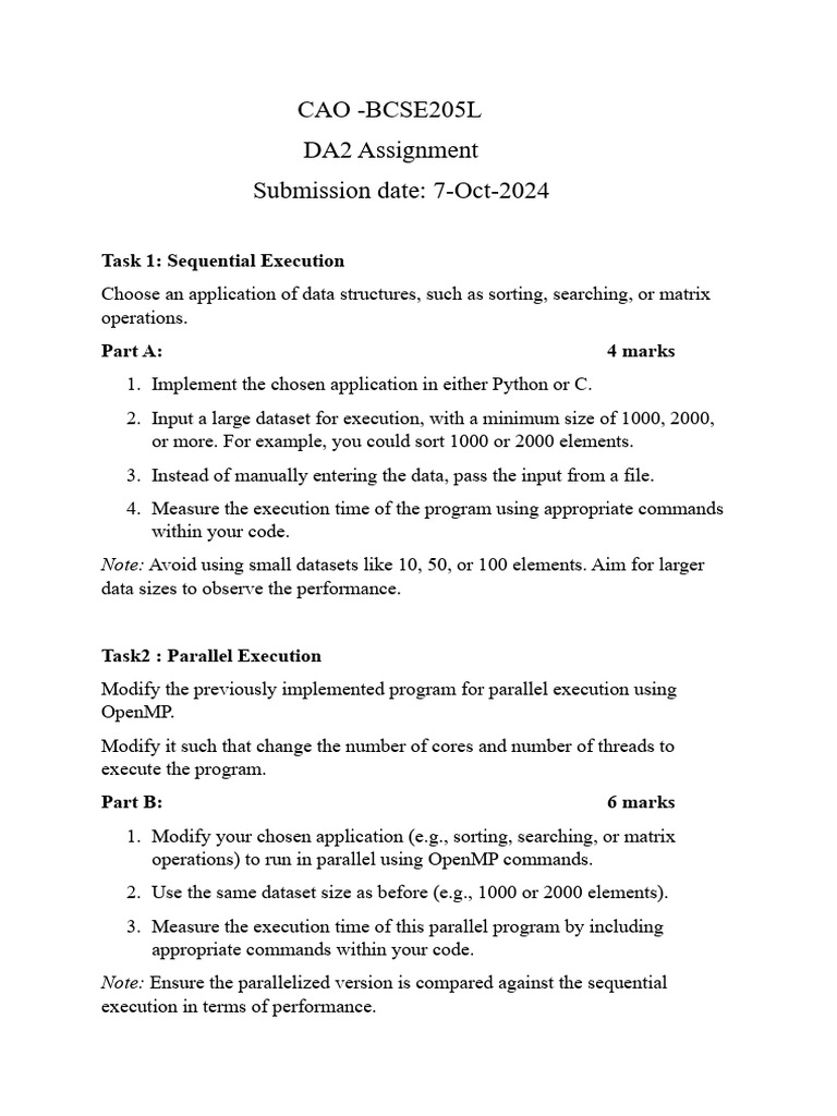 CAO-DA2 Assignment Question | PDF