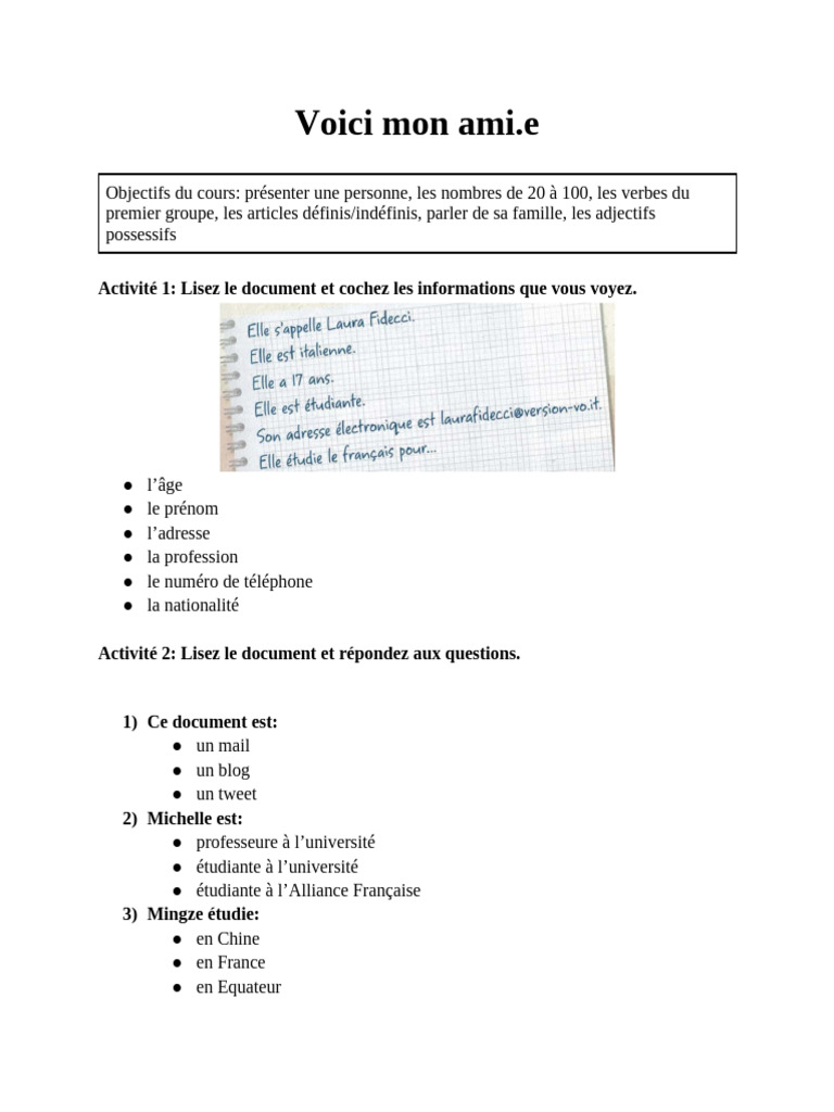 Voici Mon Ami | PDF