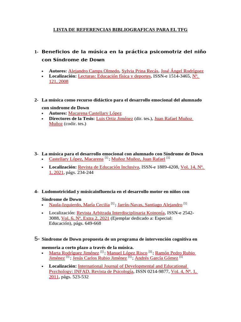 Lista de Referencias Bibliograficas para El TFG (Jennifer Ferrer Cebrian) | PDF
