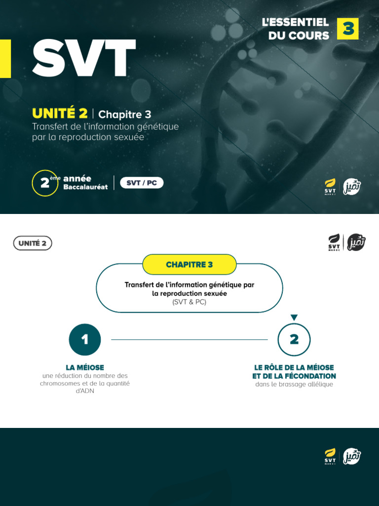 Axe 2 - Chapitre 3 - Unité II (Reproduction Sexuée) | PDF