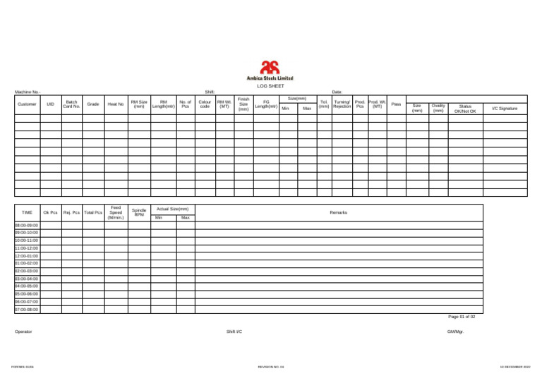 Log Sheet... Lathe Machine | PDF