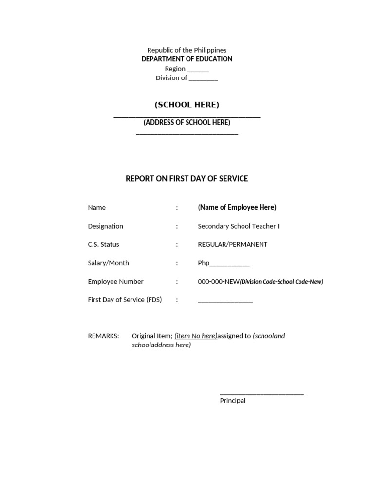 Report On First Day of Service | PDF
