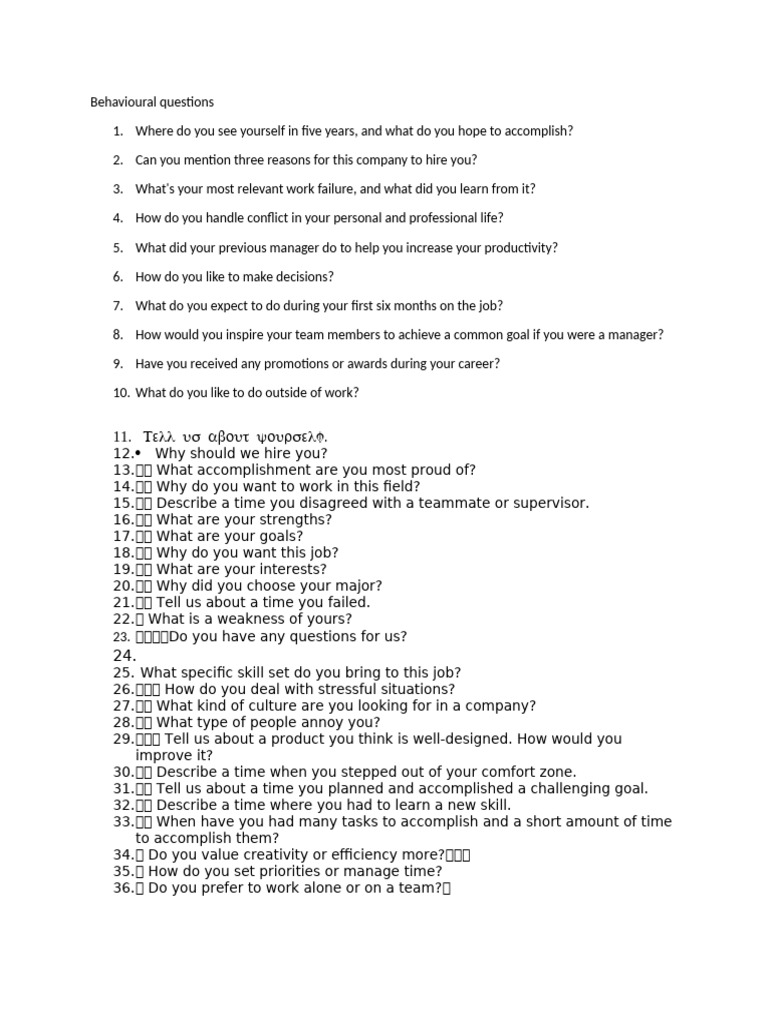 Behavioural Questions | PDF