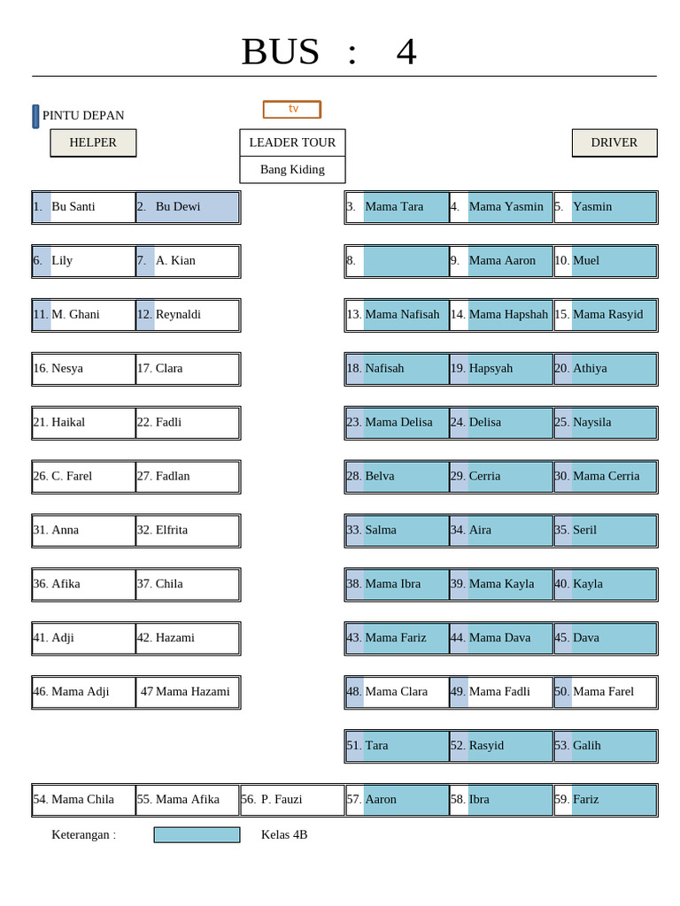 Denah Tempat Duduk Bus 4 | PDF