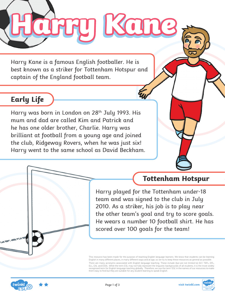 Harry Kane Reading Comprehension | PDF