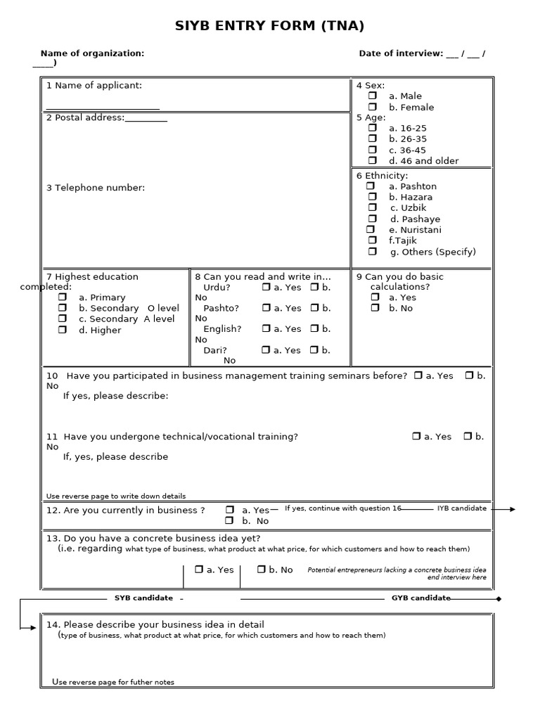 1.SIYB Entry Card | PDF