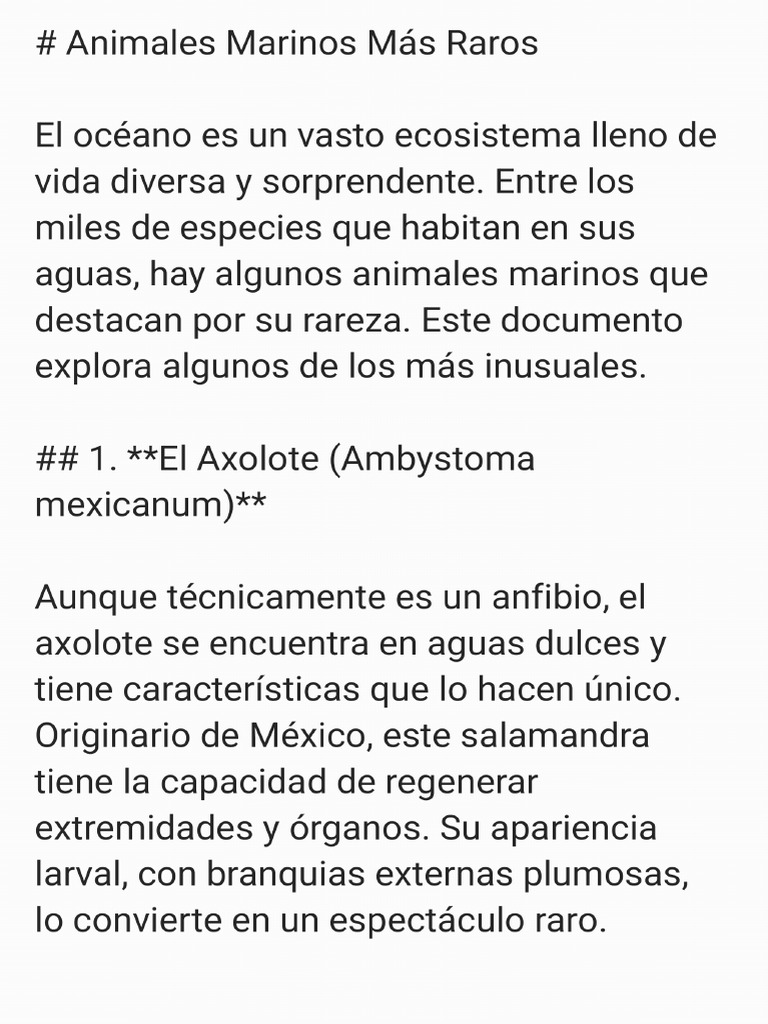 Animales Marinos Más Raros | PDF
