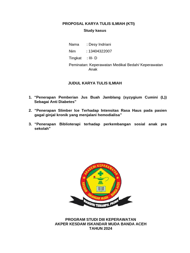 PROPOSAL KARYA TULIS ILMIAH Desy | PDF