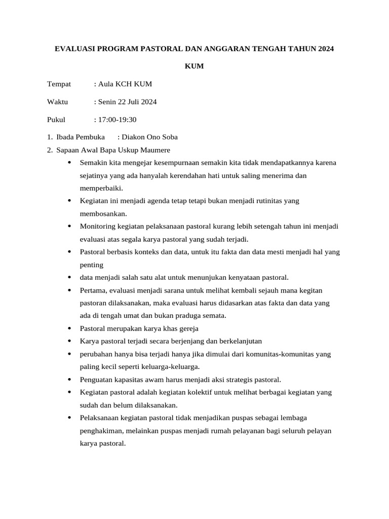 Notulen Evaluasi Keuangan KUM | PDF