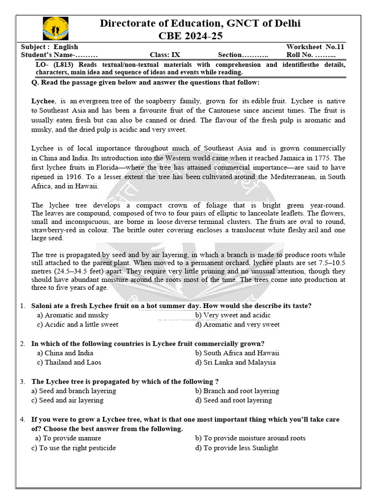 Class9 CBE11 English | PDF