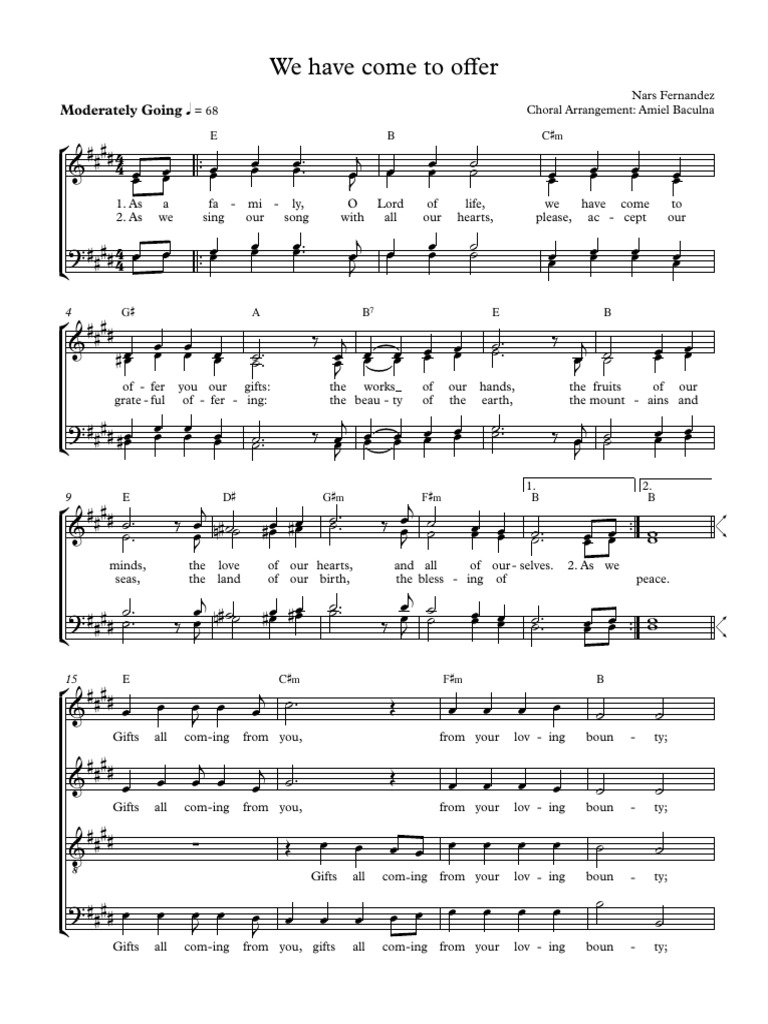 (Offertory) We Have Come To Offer - Choral | PDF