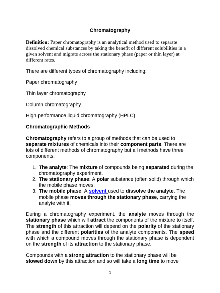 Notes On Chromatography | PDF