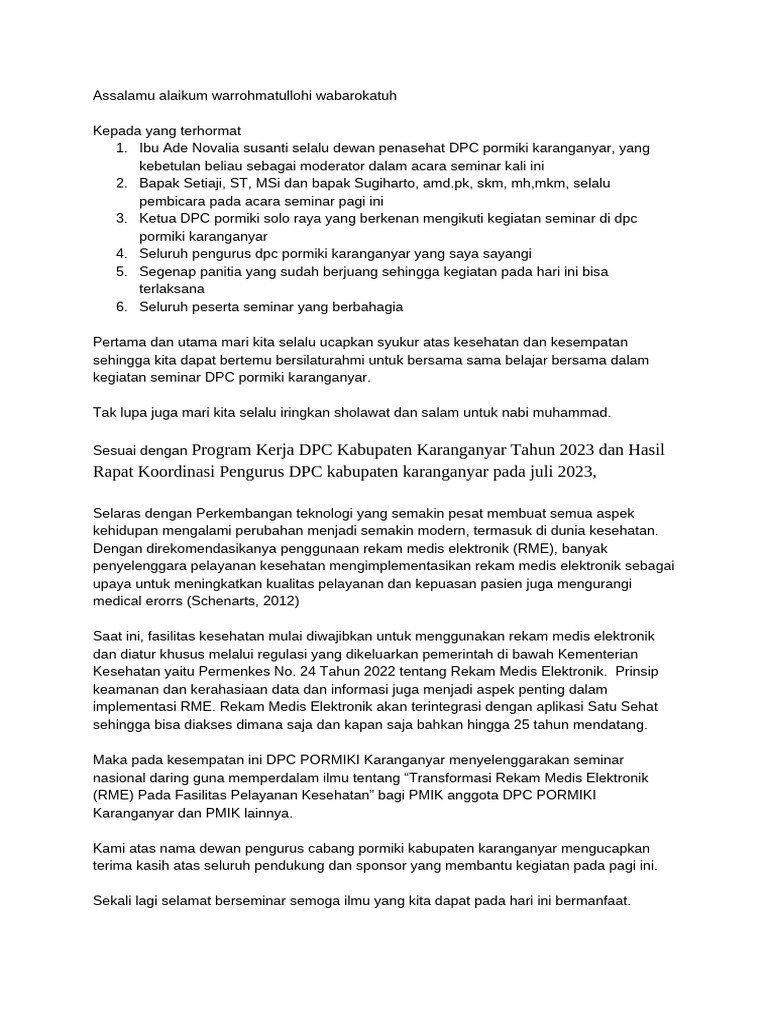 Sambutan Ketua DPC | PDF