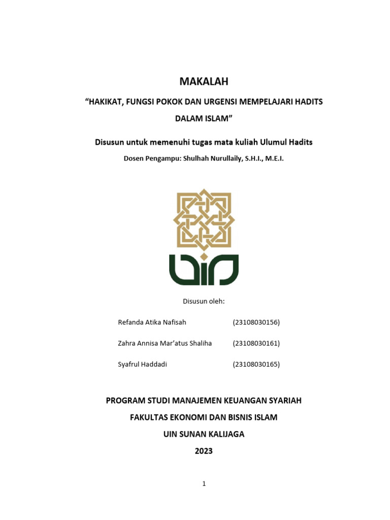 Ulumul Hadits 1 | PDF