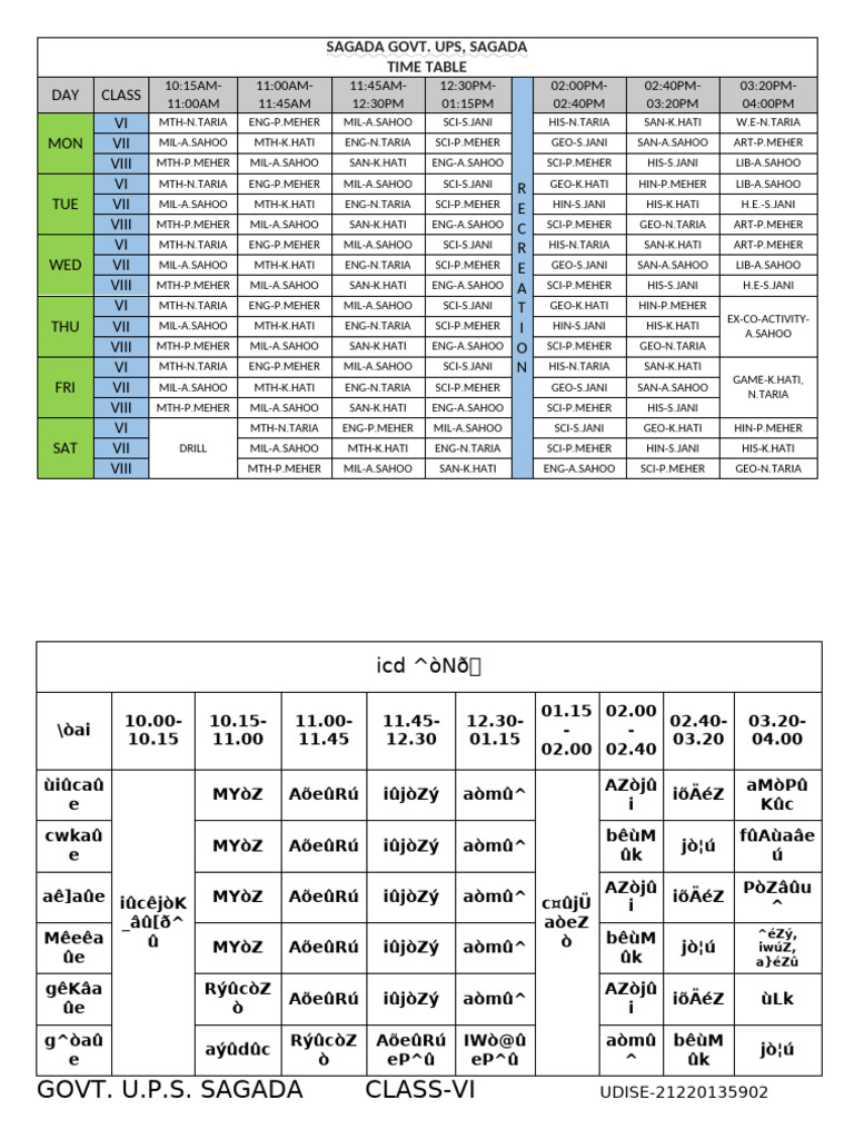 Time Table | PDF
