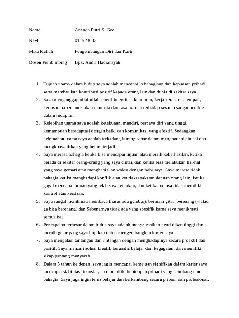 Pengembangan Diri Dan Karir | PDF