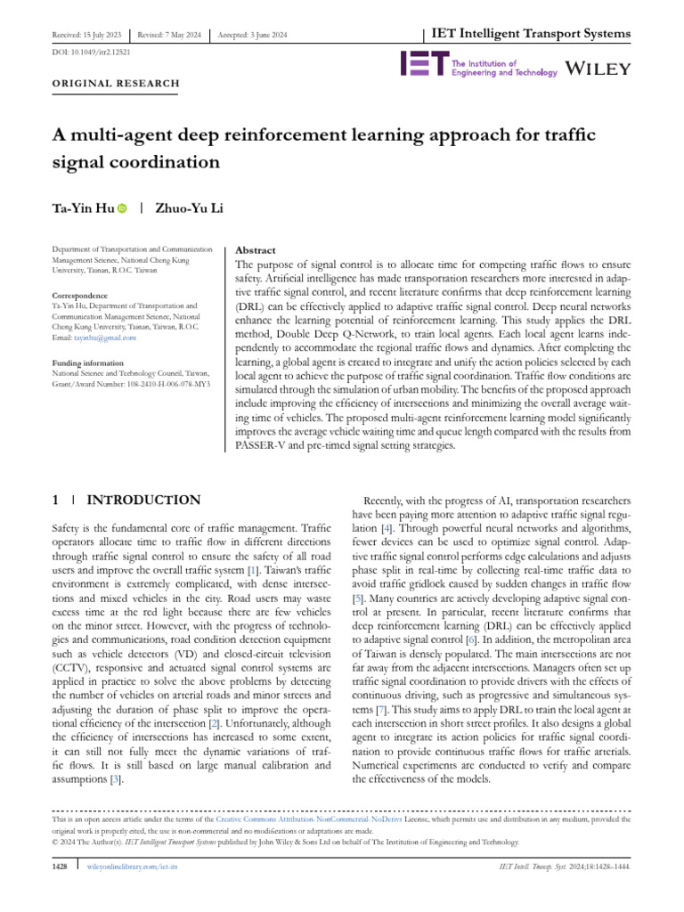 A Multi-Agent Deep Reinforcement Learning Approach | PDF
