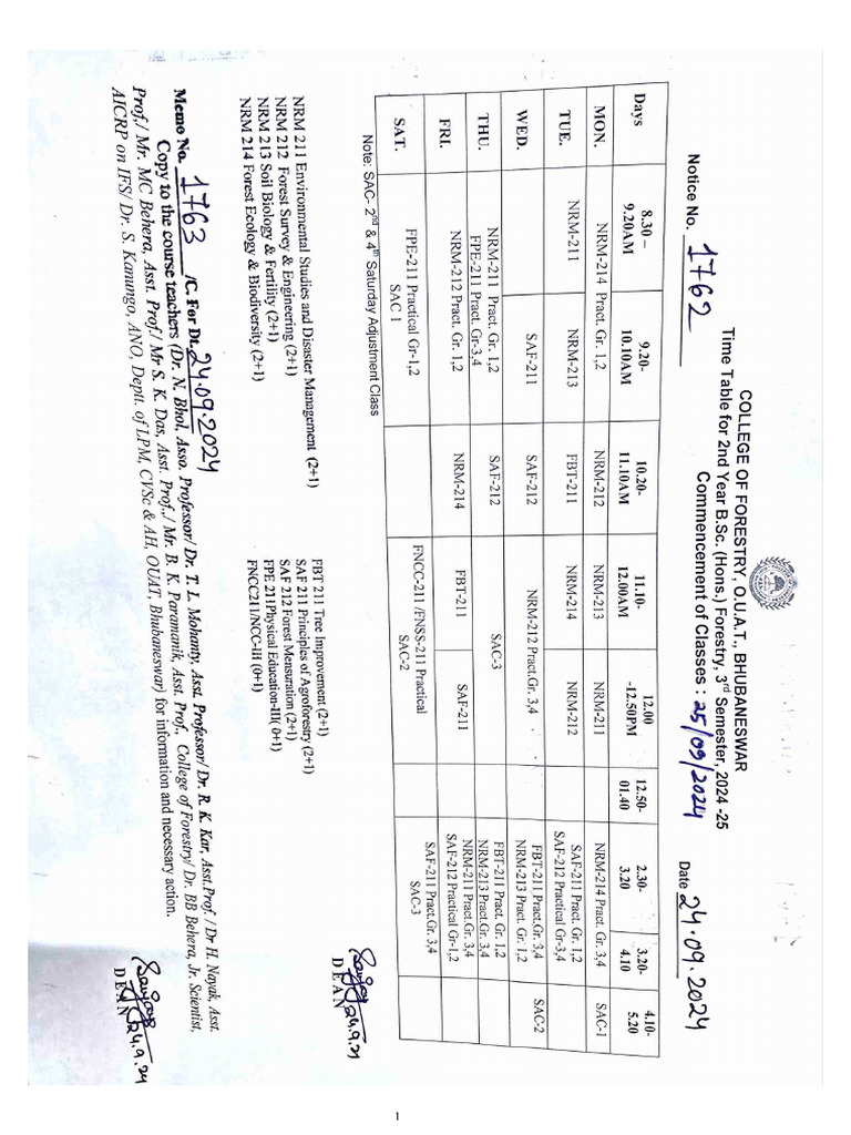 Timetable 3rd Sem. | PDF