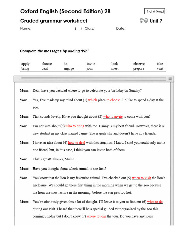 Oe2bu7 p95 Graded Grammar Inter Ans | PDF