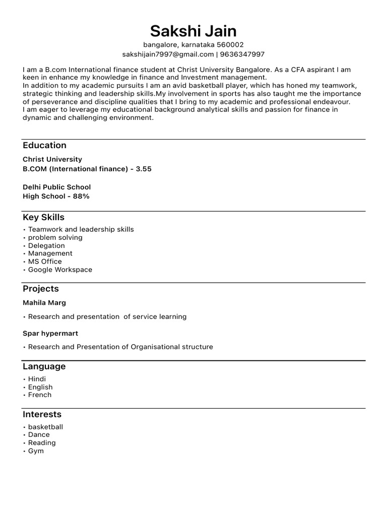 Resume - Sakshi Jain | PDF