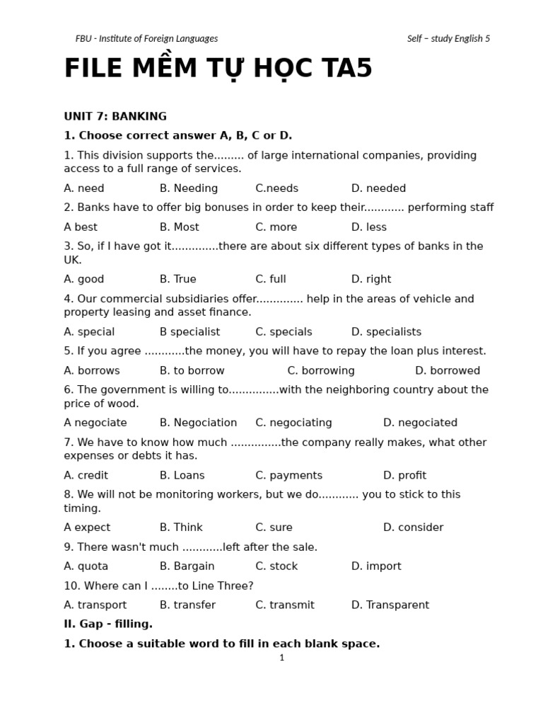 File Mềm Tự Học Ta5- Full Key | PDF
