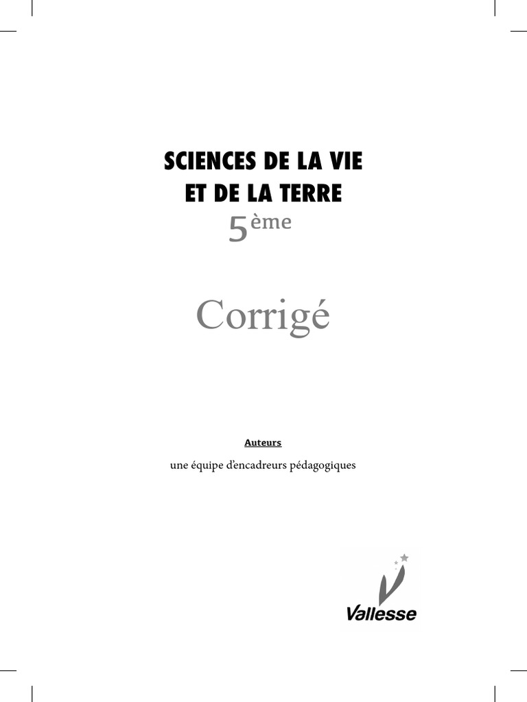 CORRIGE CAHIER SVT 5e | PDF