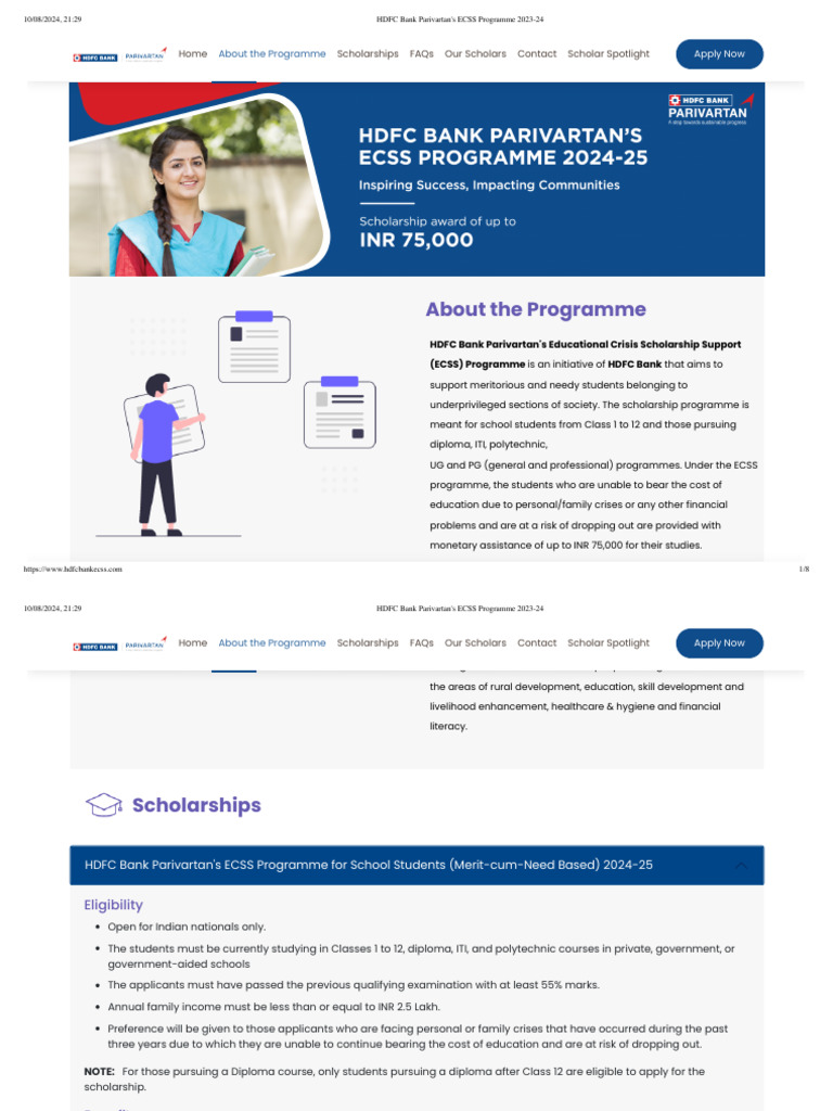 HDFC Bank Parivartan's ECSS Programme 2023-24 | PDF | Finance & Money Management