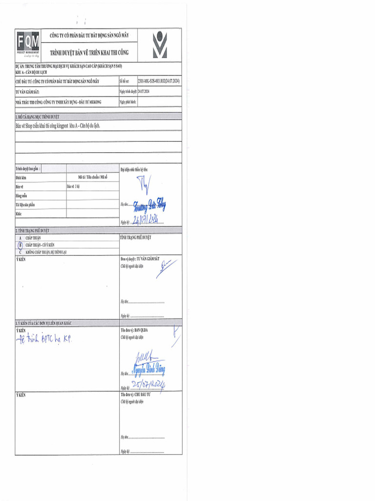 26.07.2024shop Kingpost Khu A - BQL, TVGS Duyệt (26-07-24) | PDF