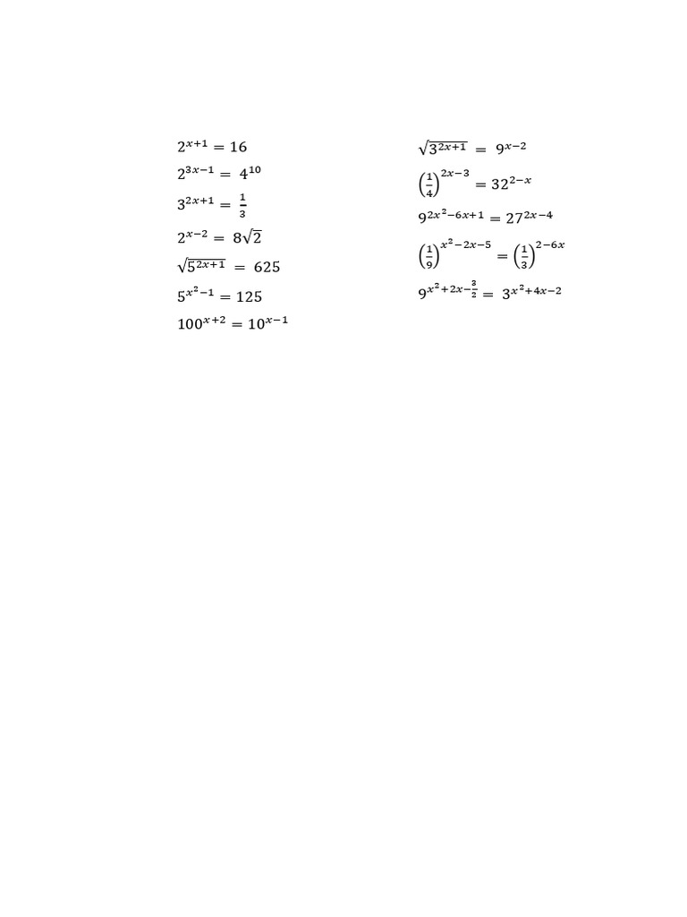 Kisi-Kisi UH 2 (Persamaan Fungsi Eksponen) | PDF