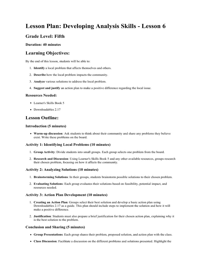 Fifth Grade Community Problem Solving | PDF | Brainstorming | Art