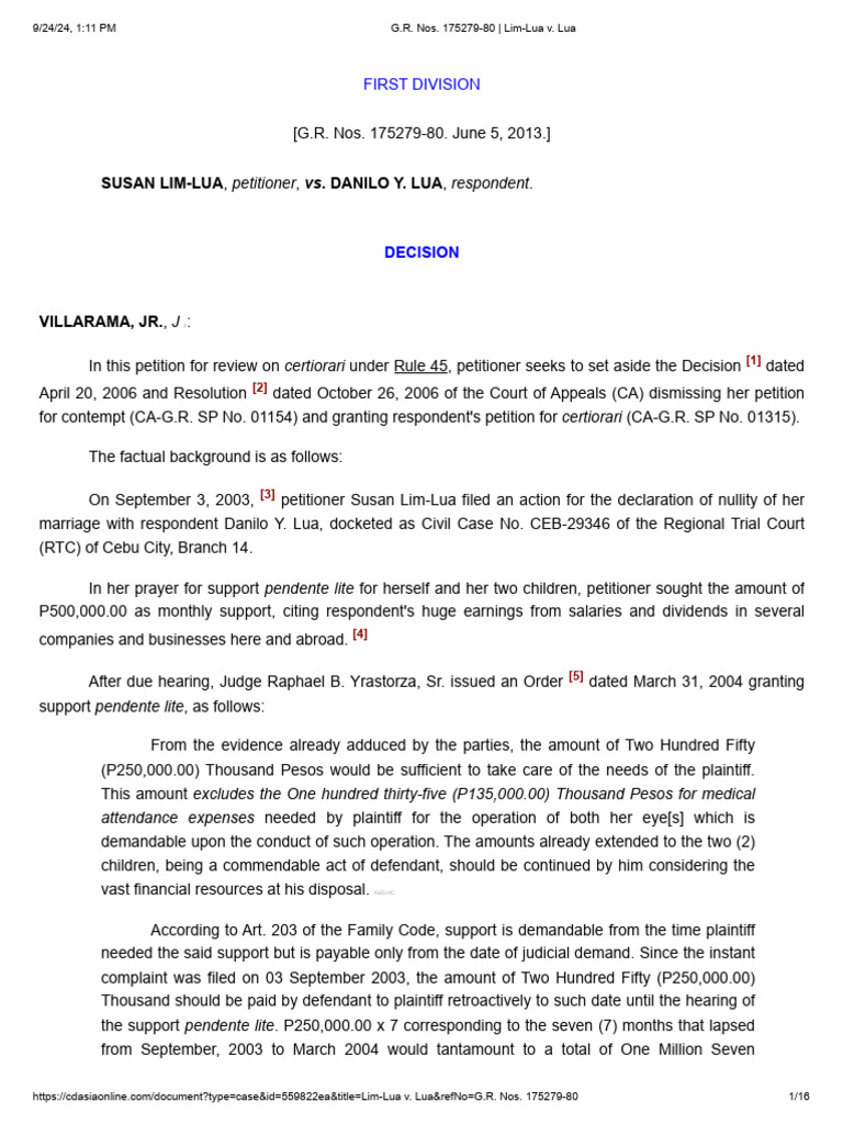 G.R. Nos. 175279-80 - Lim-Lua v. Lua | PDF