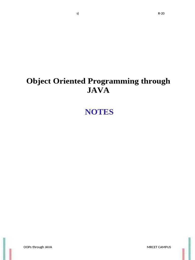 Object Oriented Programming Through Java Pdf