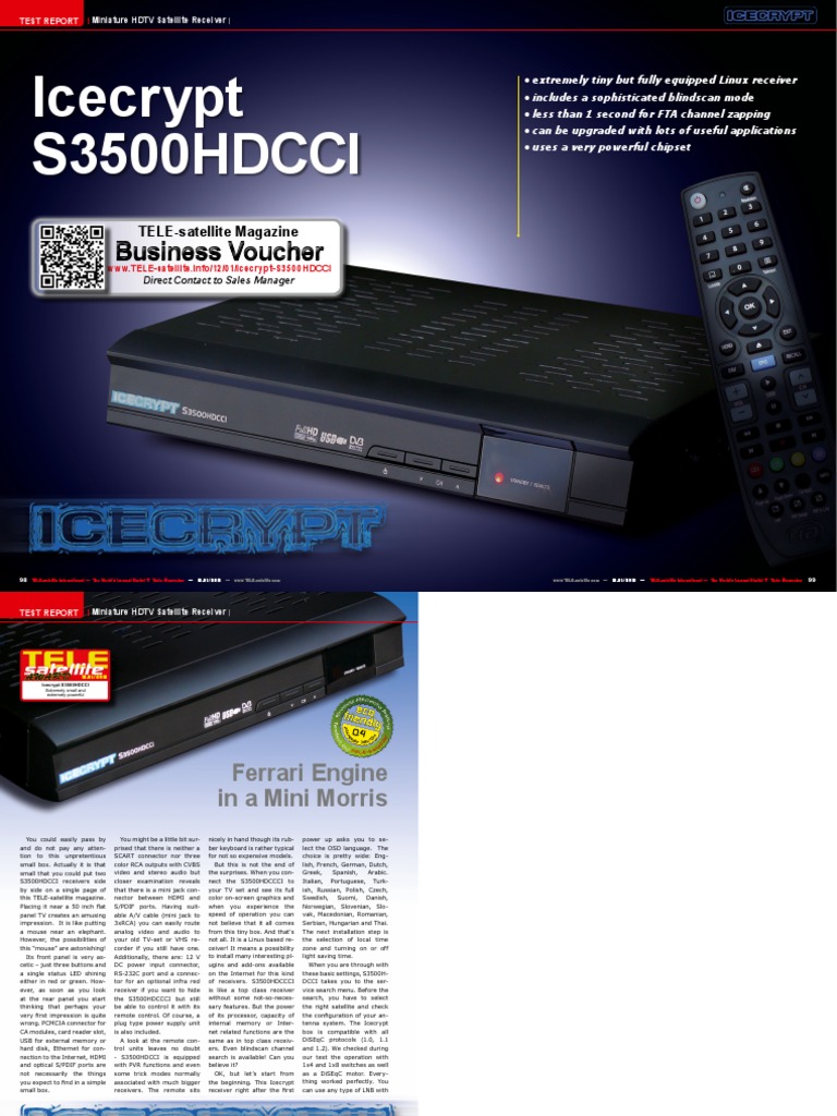 Icecrypt S3500HDCCI | PDF | Digital Video Recorder | Television