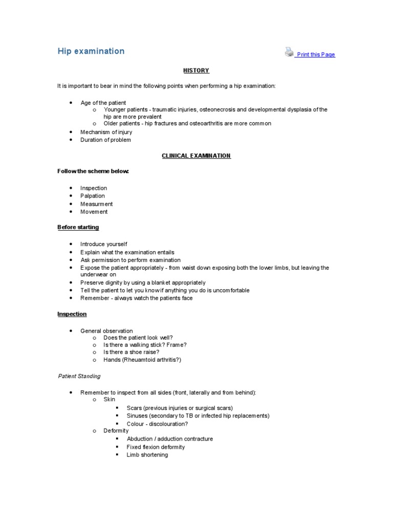 Hip Examination | Download Free PDF | Anatomical Terms Of Motion | Pelvis