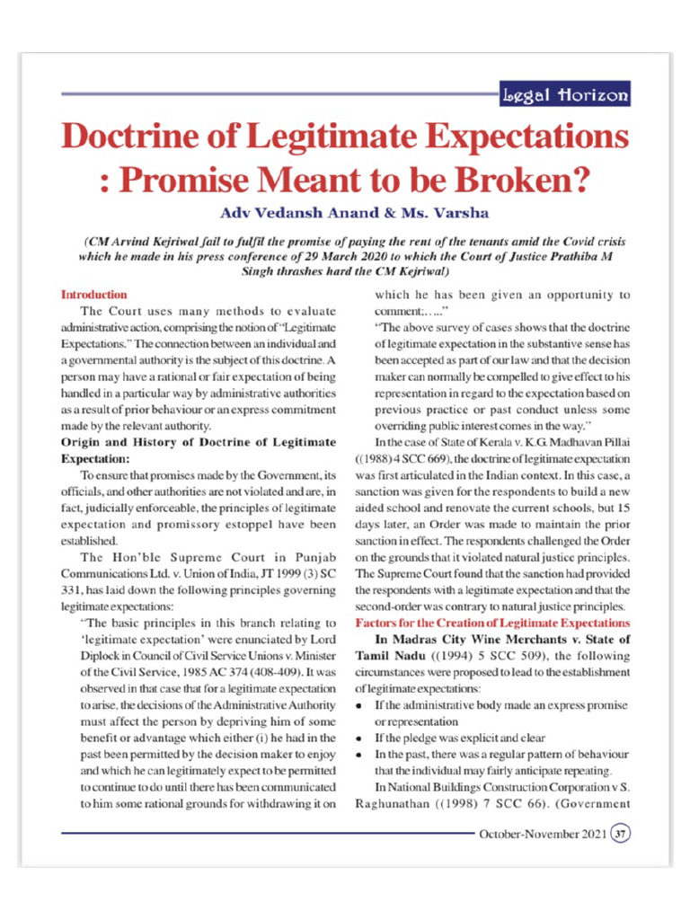Legitimate Expectations | PDF