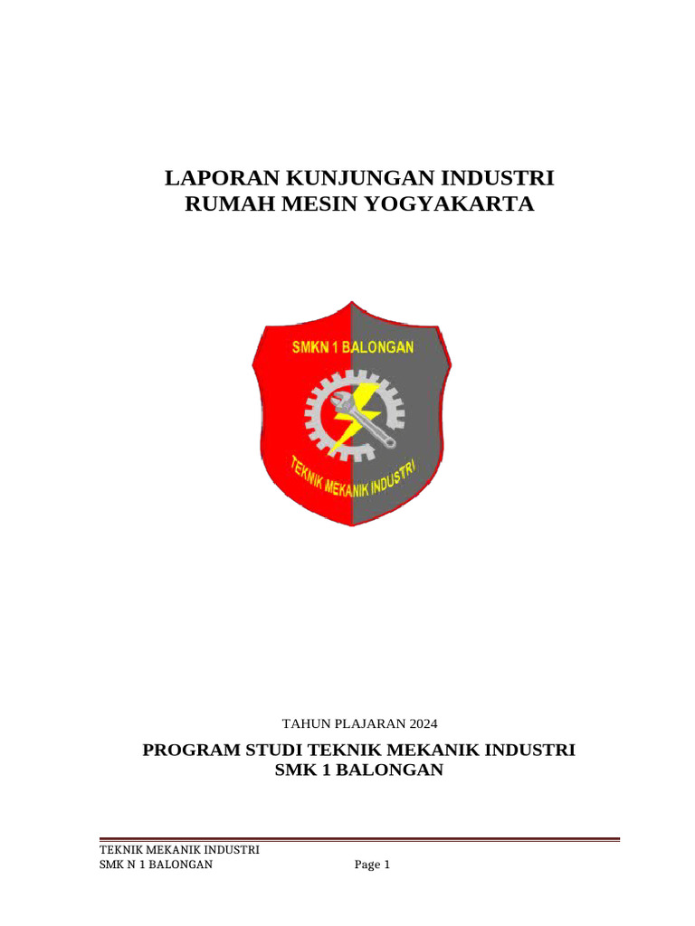 FormaT - Kunjungan - Industri TMI (1) JDI | PDF