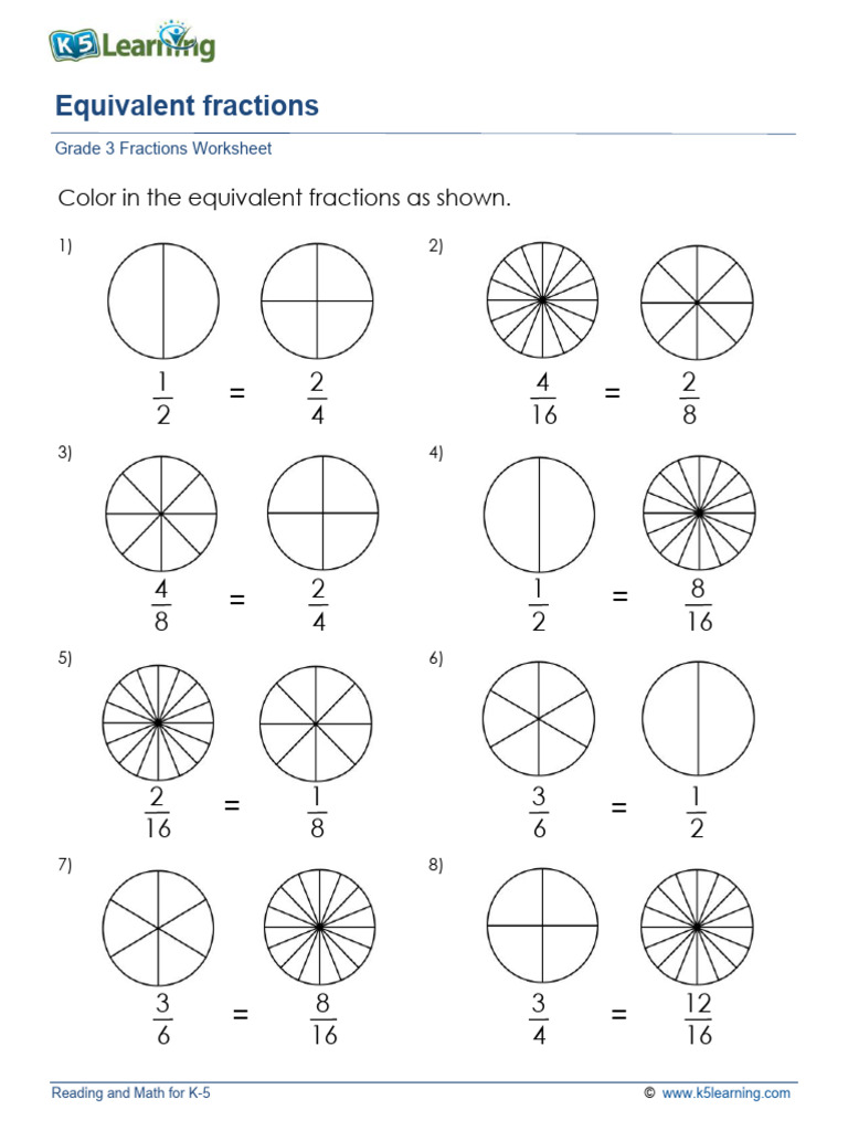 Grade 3 Equivalent Fractions Chart B - 240917 - 134312 | PDF