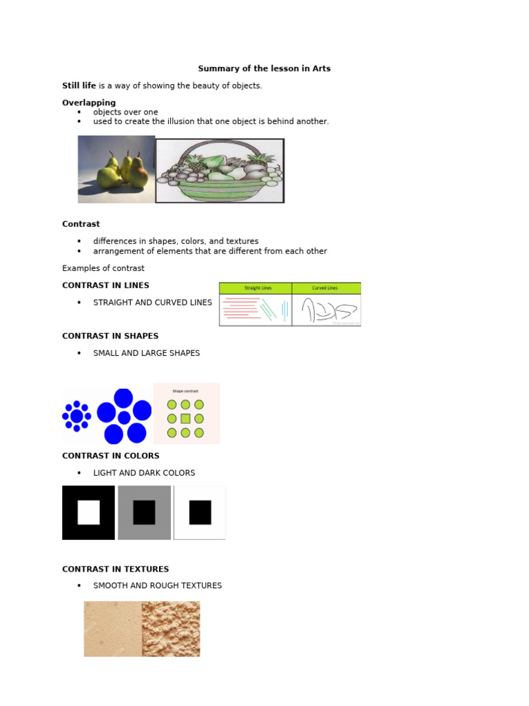 Summary of The Lesson in Arts | PDF