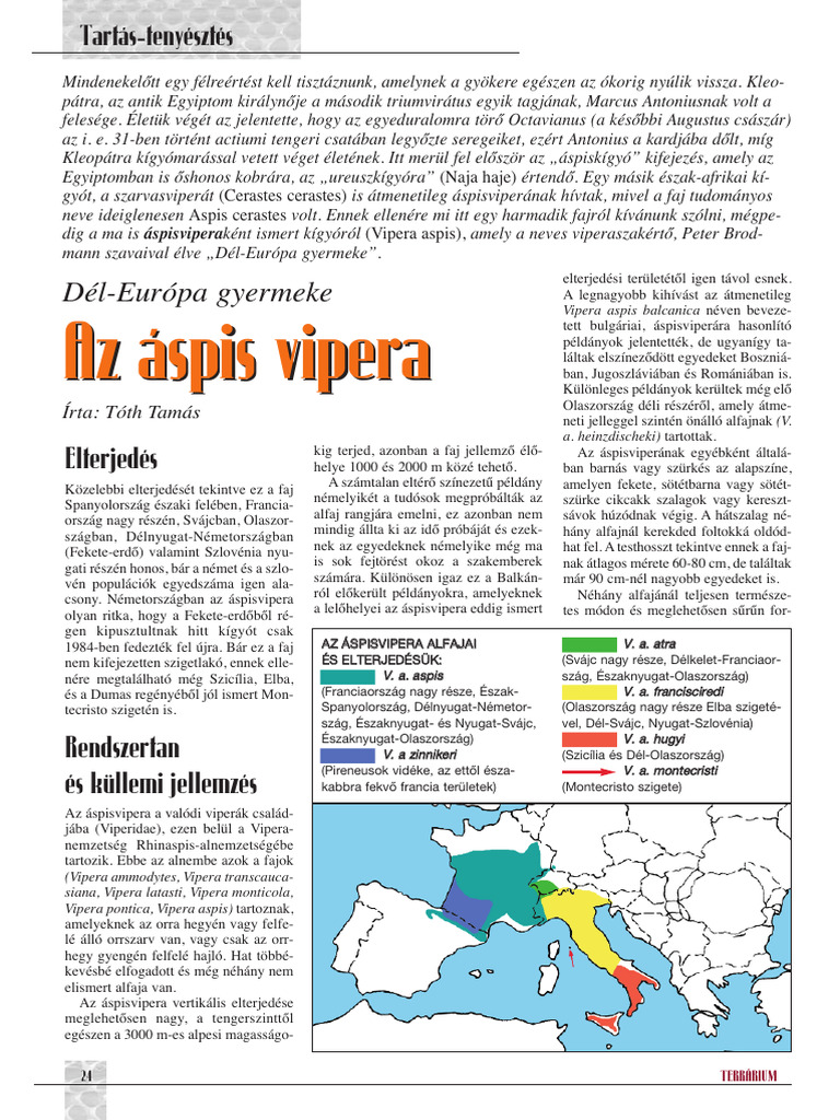 Az Aspis Vipera Toth Bagosi Buzas Terrarium 2000 2 | PDF