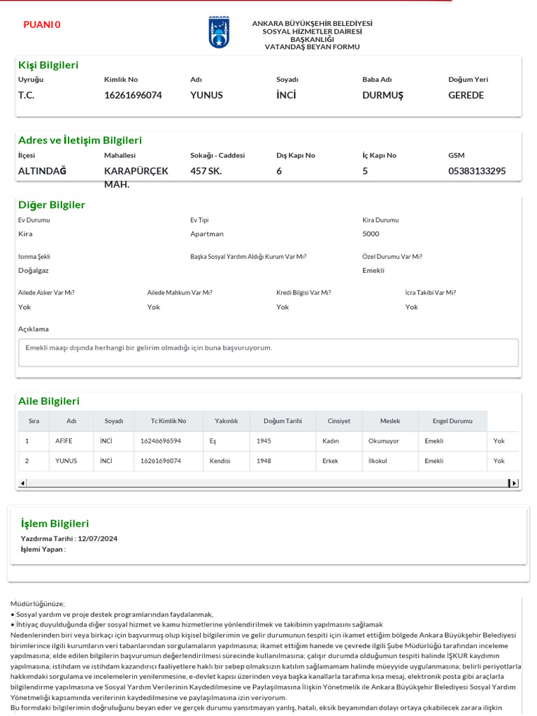 Başvuru Beyan Formu | PDF
