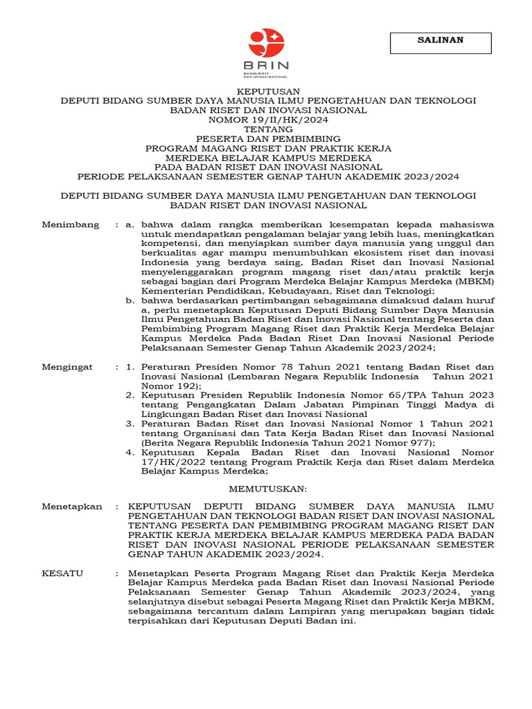 SKPESERTADANPEMBIMBINGMBKMSemesterGenap20232024 Rotated | PDF