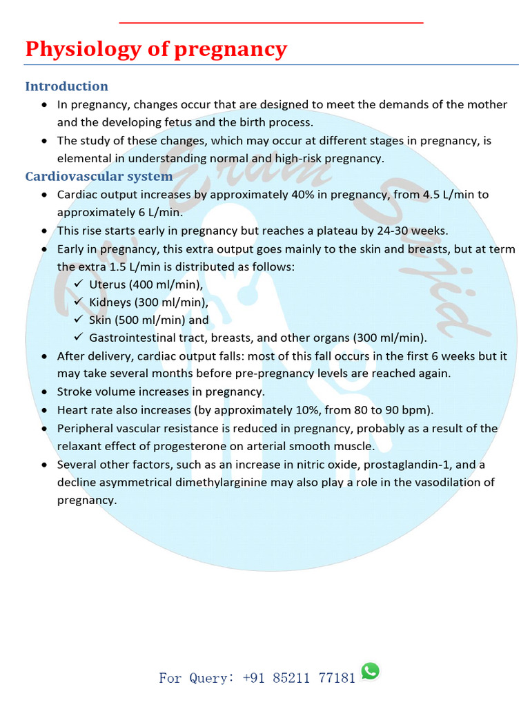 Physiology of Pregnancy | PDF