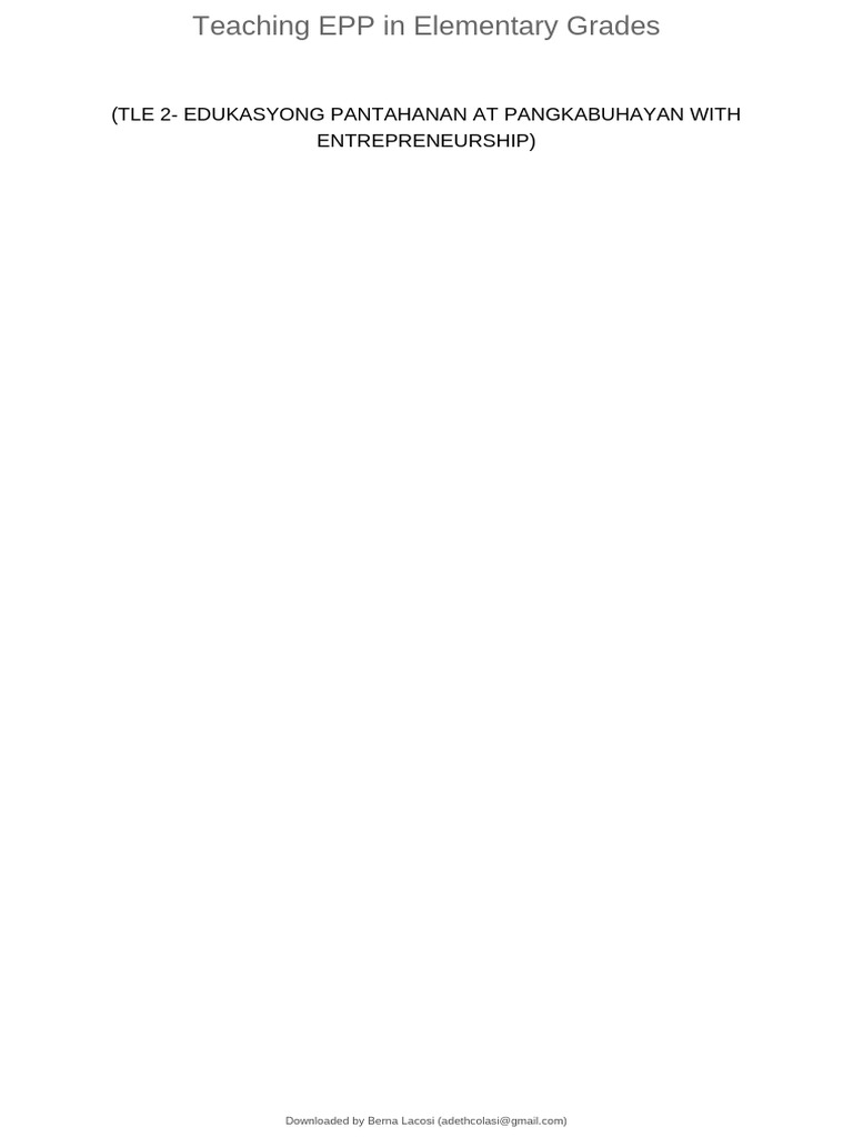 Teaching EPP in Elementary Grades Lecture Notes 2 | PDF