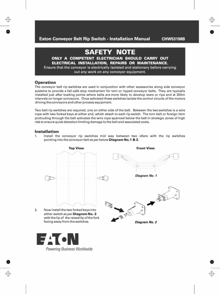 Crouse Hinds chw53198B Conveyor Belt Rip Switch | PDF