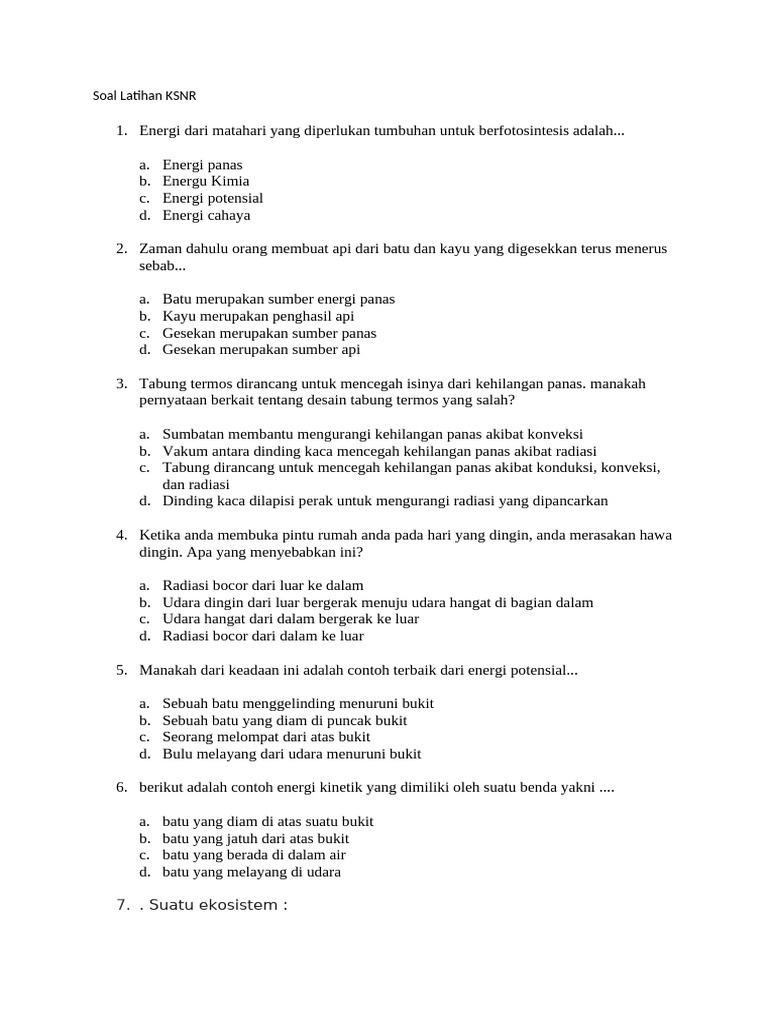 Soal Latihan KSNR 1-6 | PDF
