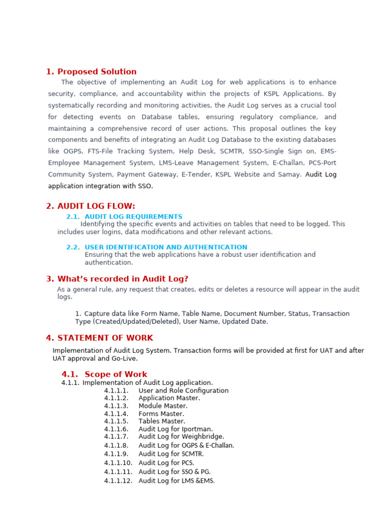 AuditLog KSPL SCOPE | PDF