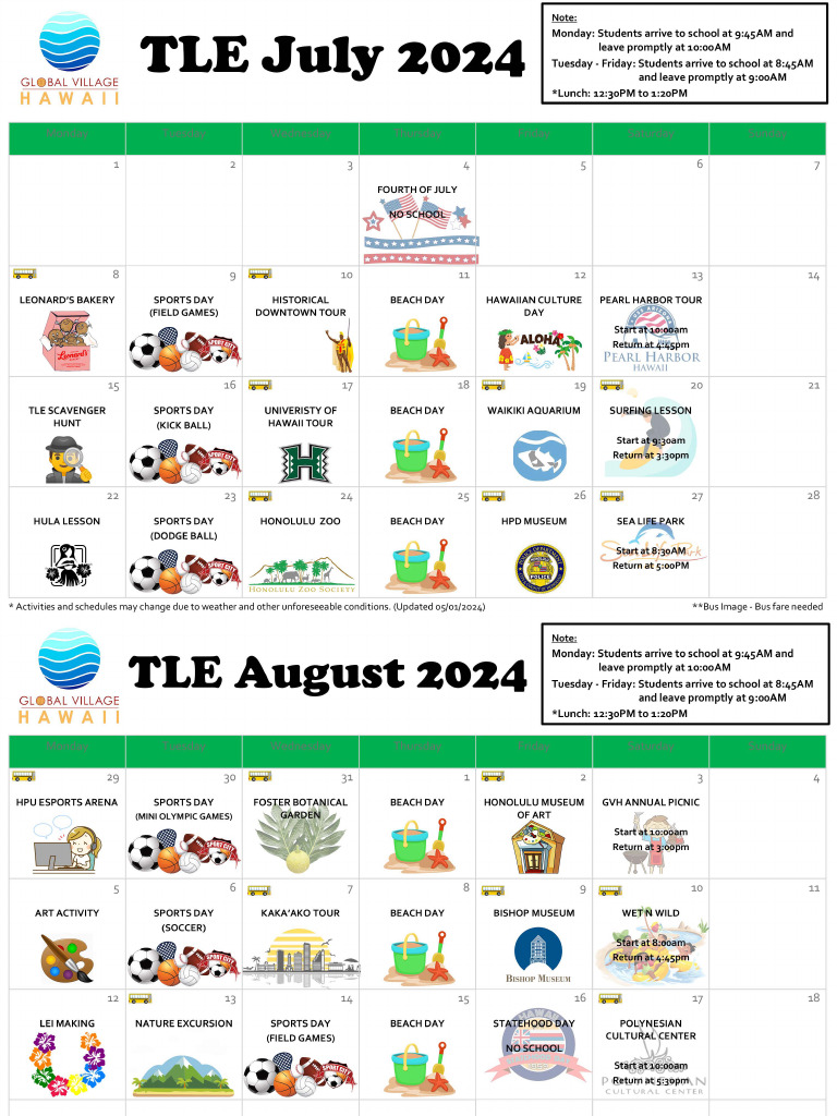 2024 TLE Summer Activity Calendar v6 | PDF